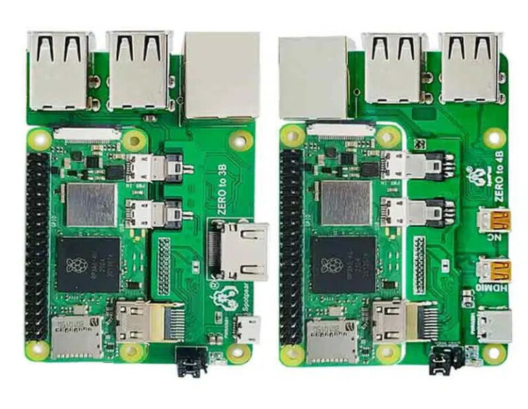 อะแดปเตอร์แปลง Raspberry Pi Zero 2 W เป็น Raspberry Pi 3 หรือ 4 Cnx Software