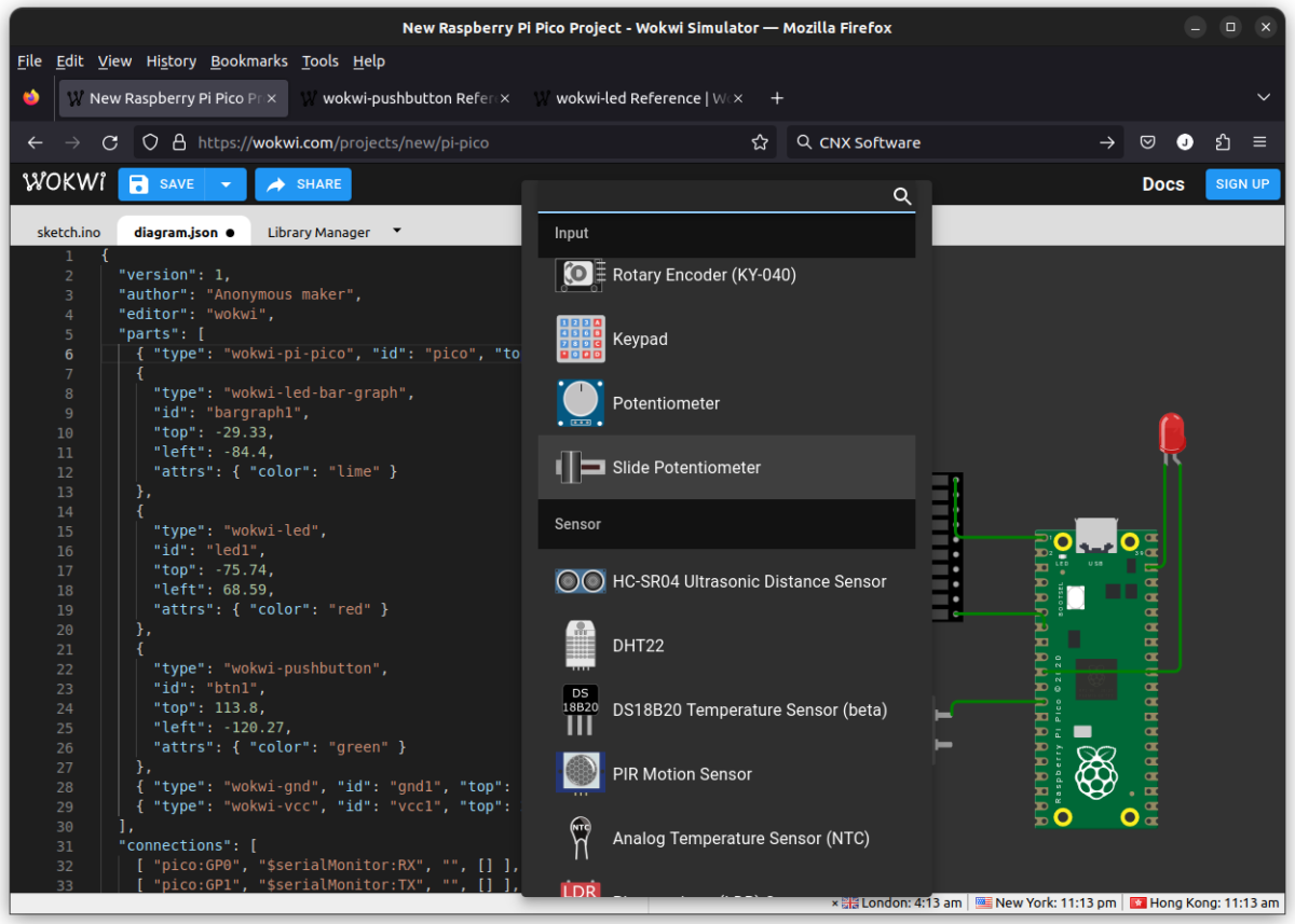 Wokwi จำลองการทำงานออนไลน์ของ Esp32 Arduino และ Raspberry Pi Pico Cnx Software