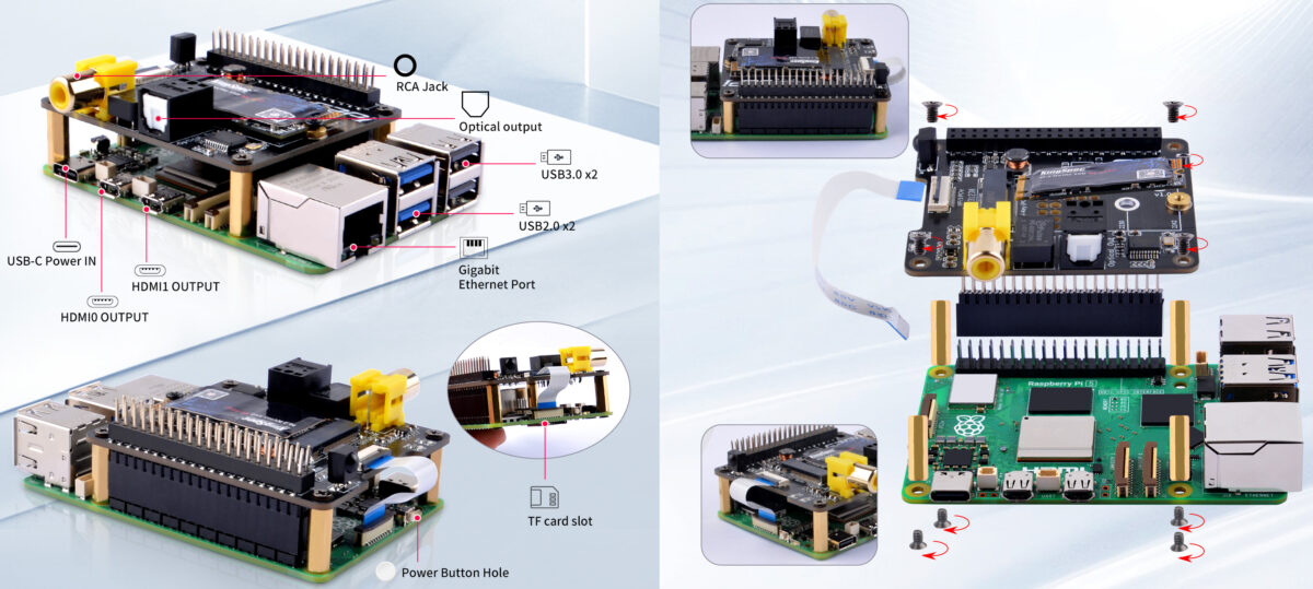 52Pi NVdigi – บอร์ดขยายสำหรับ Raspberry Pi 5 พร้อมเอาต์พุตเสียง ...