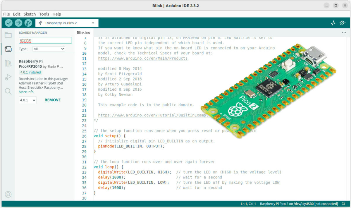 Raspberry Pi Pico Arduino core 4.0 รองรับบอร์ด RP2350 แล้ว - CNX Software